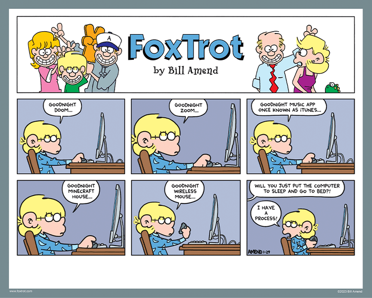 "Goodnight Doom" Signed Print - FoxTrot Comic by Bill Amend – The FoxTrot Store