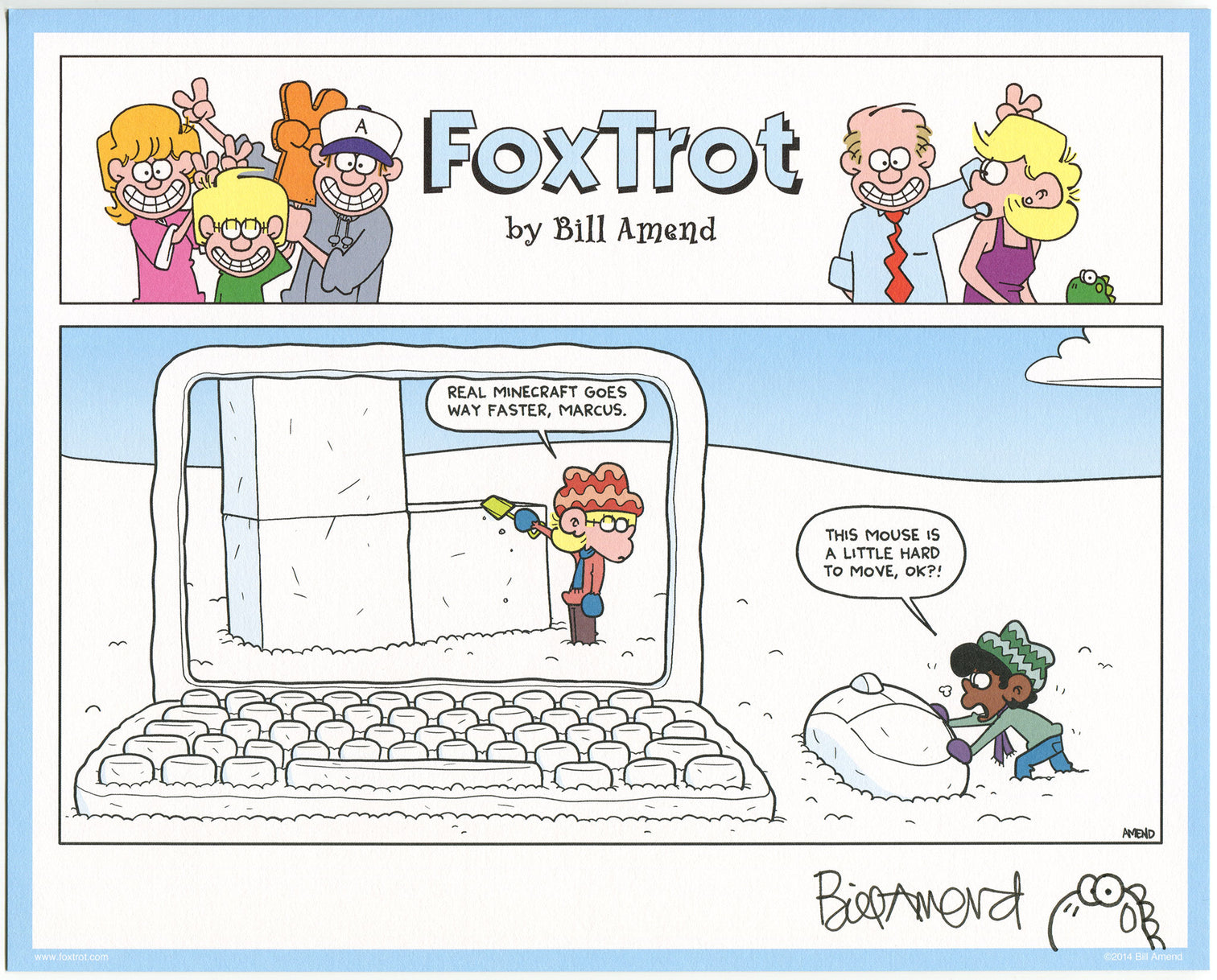 "Minecrafty" Signed Print - FoxTrot Comic by Bill Amend – The FoxTrot Store